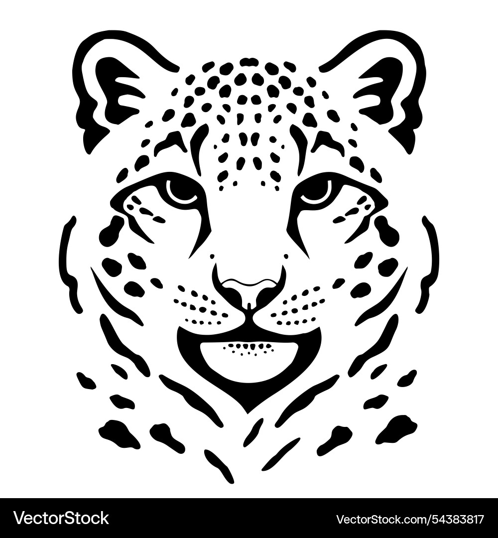 Snow leopard face in black and white design Vector Image