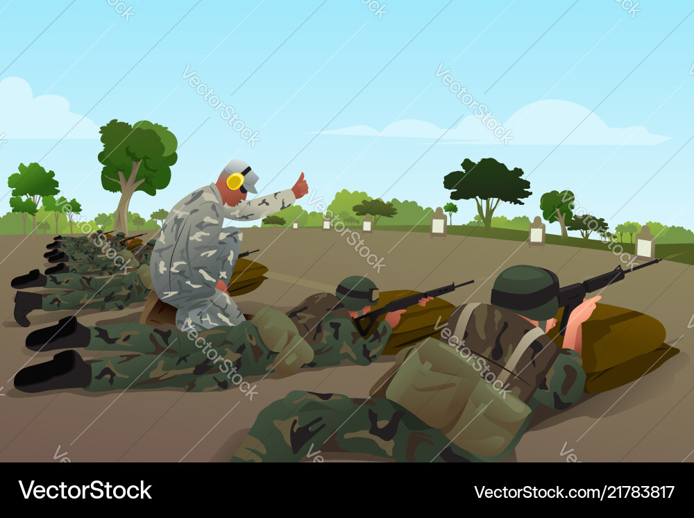 Soldiers in military training Royalty Free Vector Image
