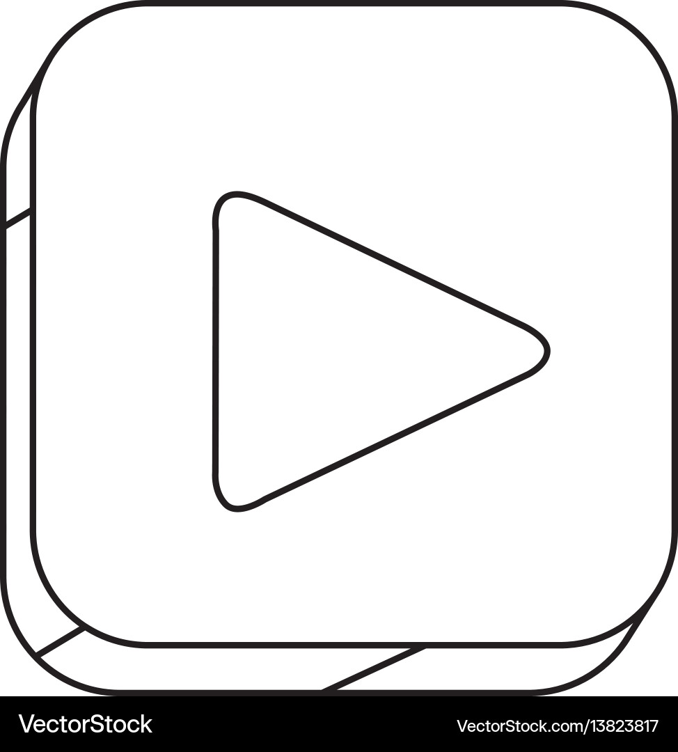 Square silhouette button with contour play Vector Image