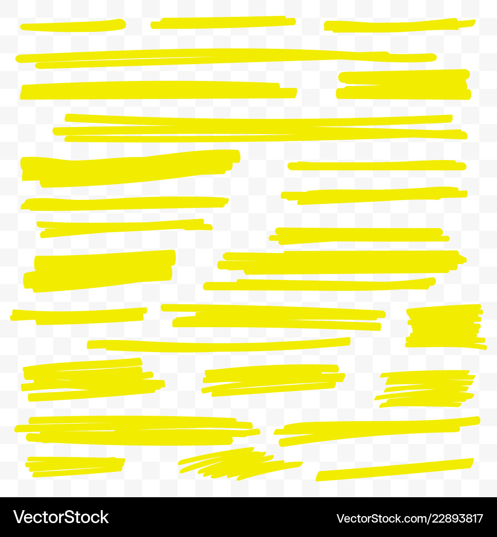 Yellow highlight marker brush paint lines Vector Image