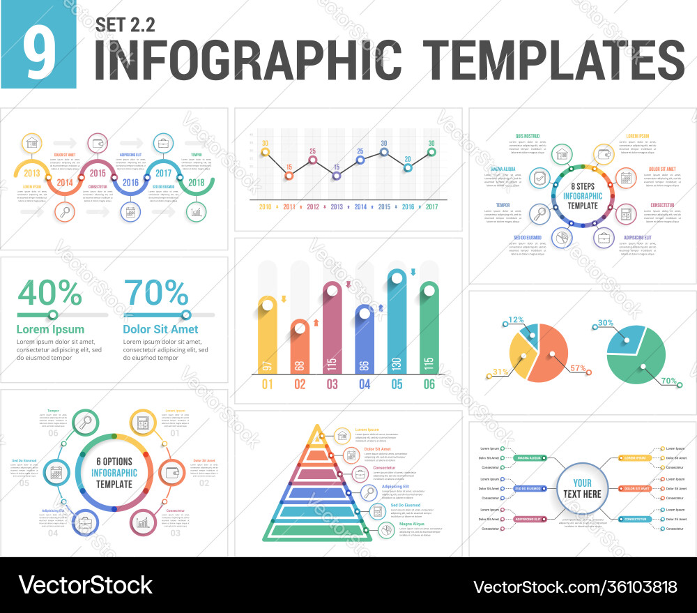 9 infographic templates Royalty Free Vector Image
