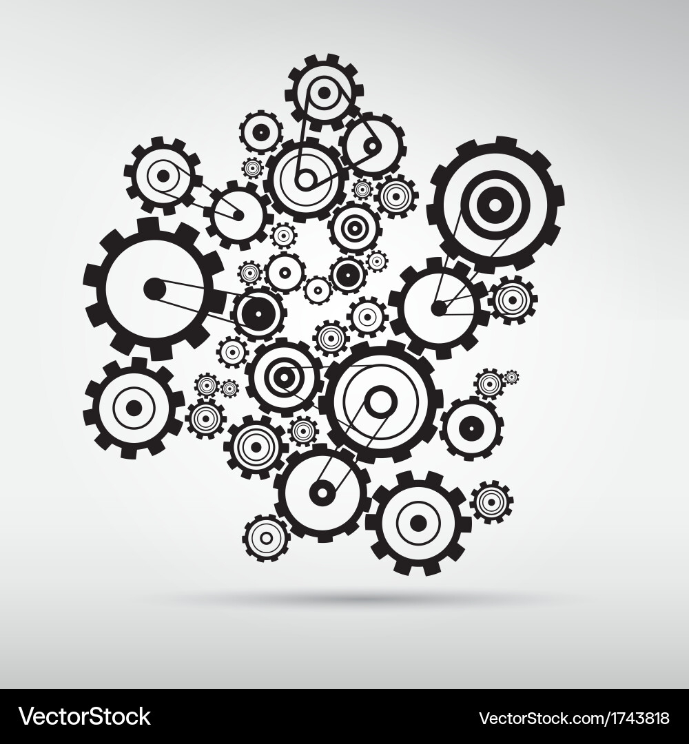 Abstract cogs - gears on grey background Vector Image