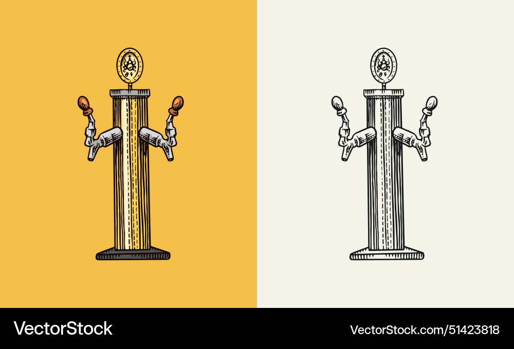Beer tap front view classical alcohol Royalty Free Vector