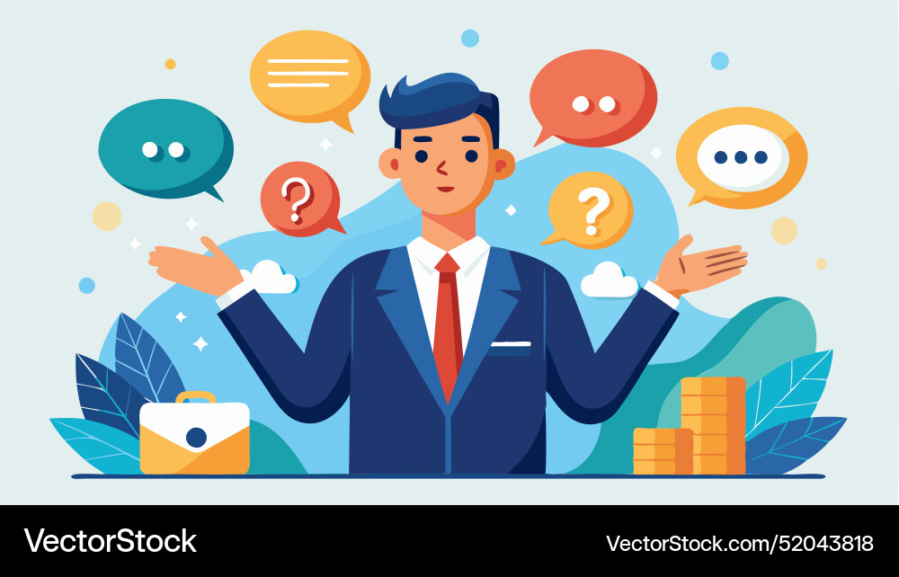 Businessman seeking answers Royalty Free Vector Image