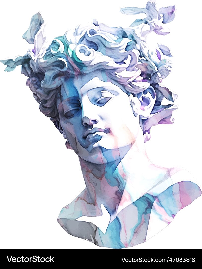 Contemporary art with antique statue head Vector Image
