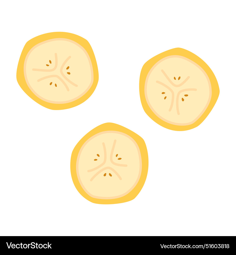 Fresh chopped banana hand drawn flat style Vector Image