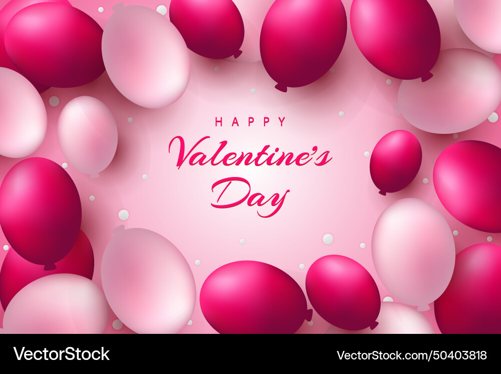 Happy valentines day background realistic balloon Vector Image