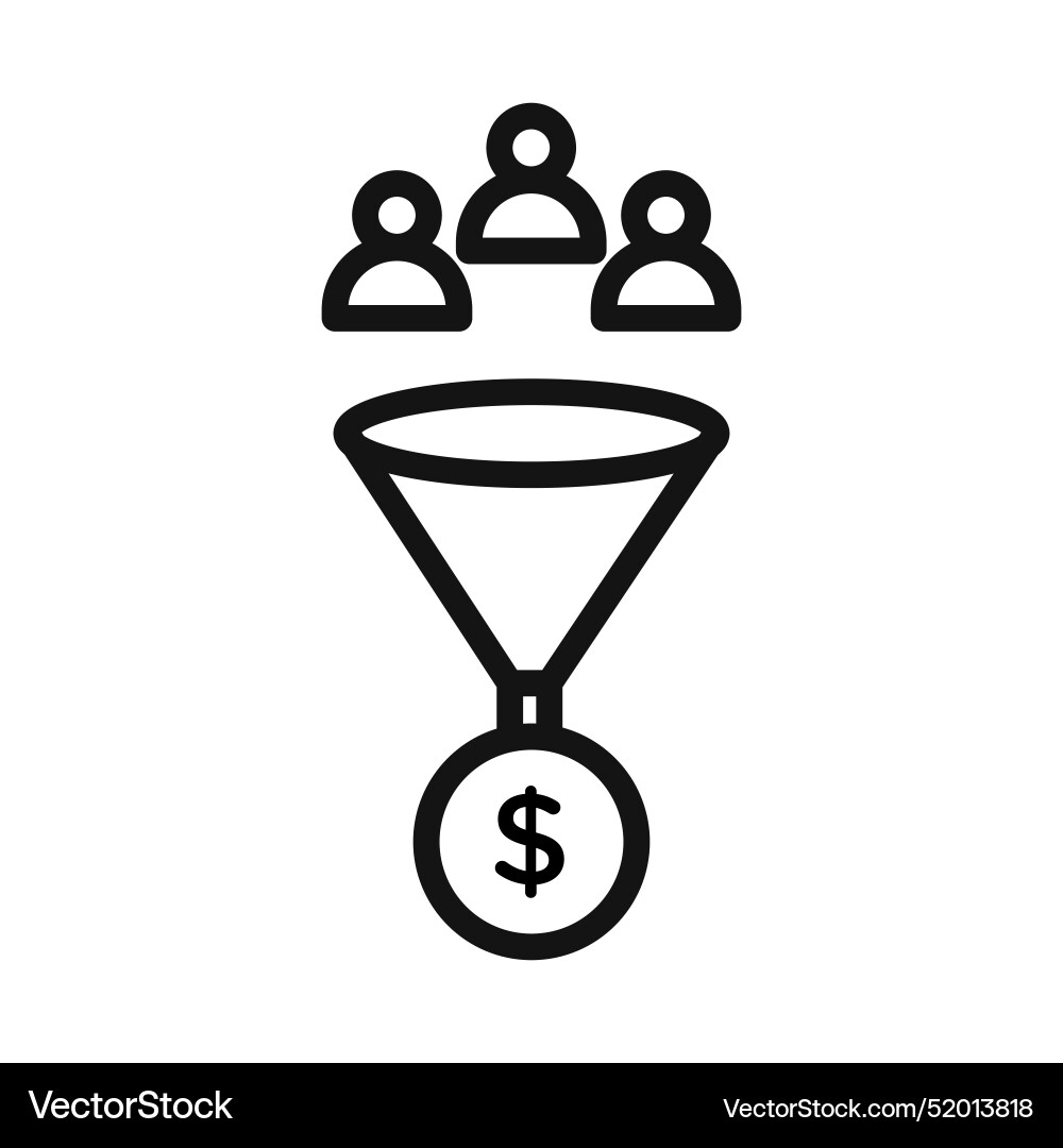 Lead conversion icon black line art Royalty Free Vector