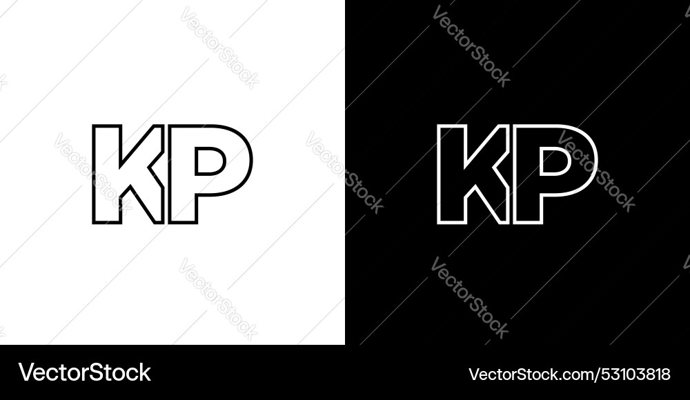 Letter k and p kp logo design template minimal Vector Image