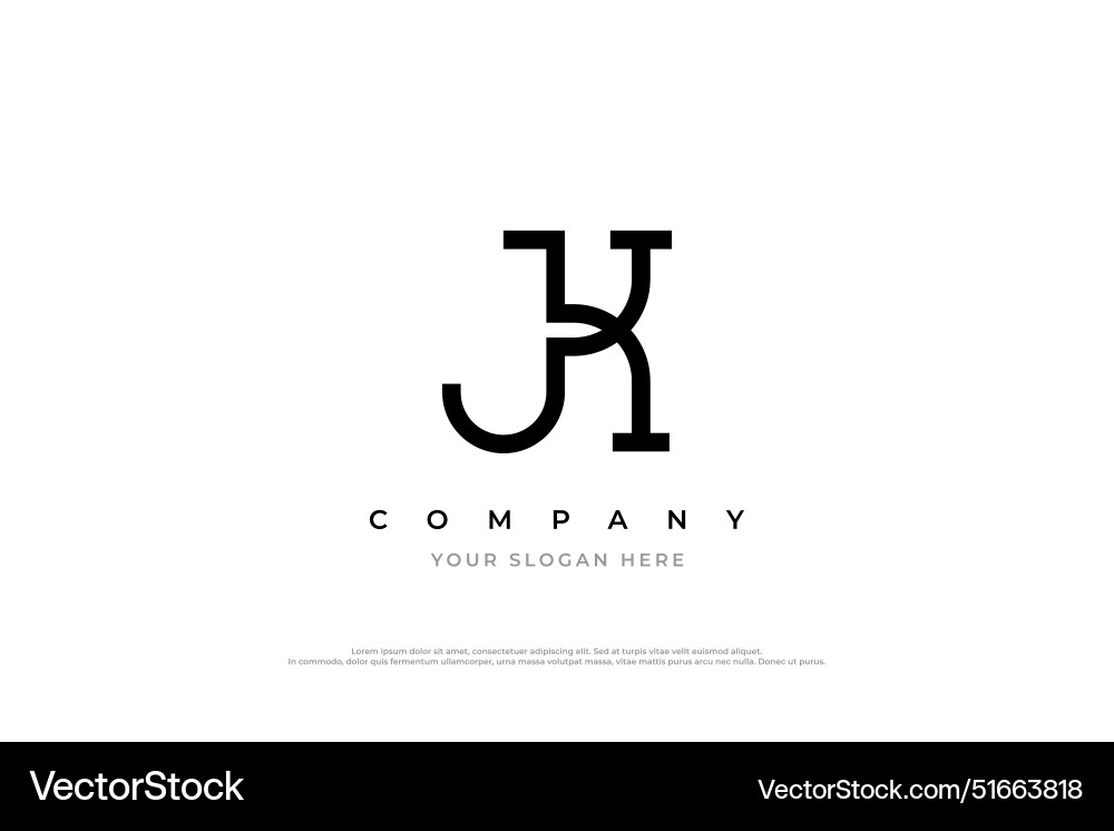 Minimal letter jk logo design Royalty Free Vector Image
