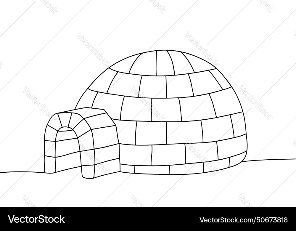 Needle ice dwelling north cold one line Royalty Free Vector