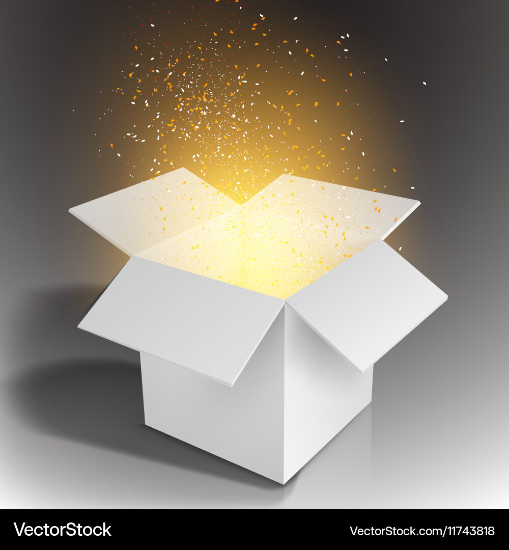 Realistic magic open box gift Royalty Free Vector Image