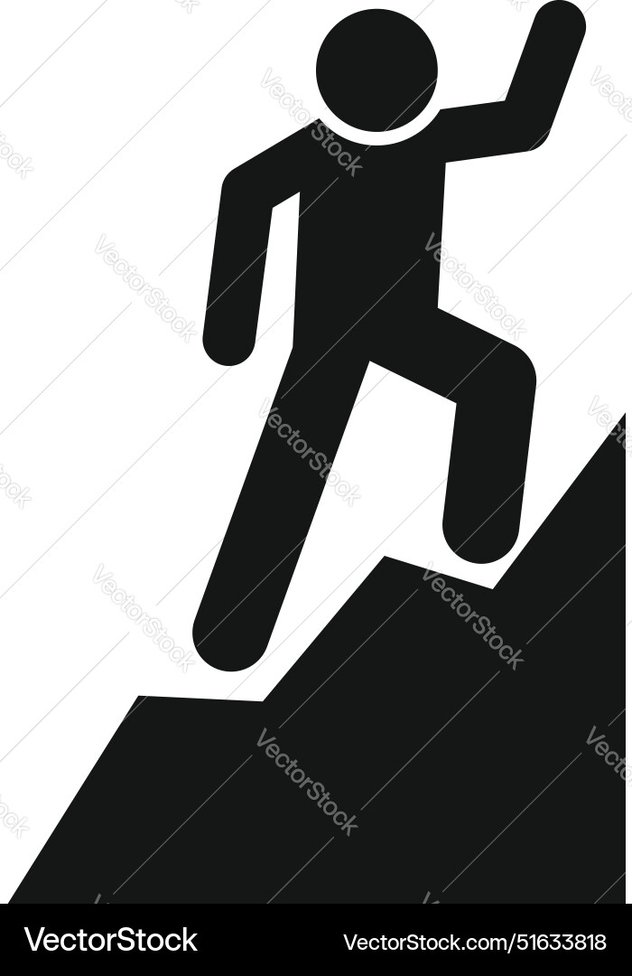 Stick figure climbing upward trend chart icon Vector Image