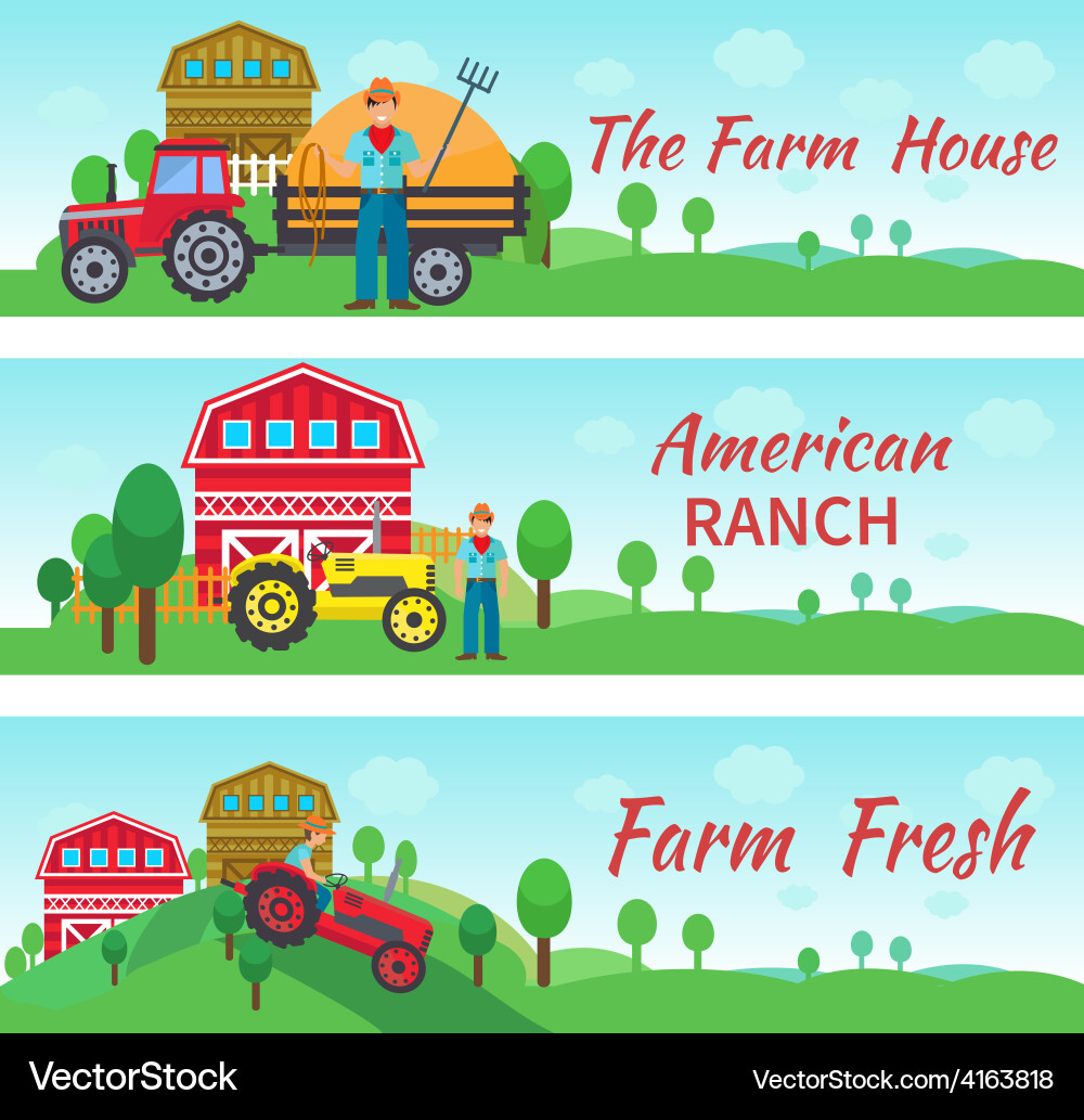 Tractor driver flat banners Royalty Free Vector Image