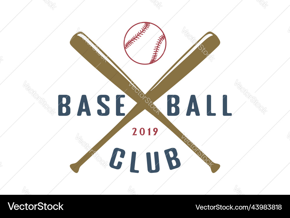 Vintage Crossed Baseball Stick Royalty Free Vector Image