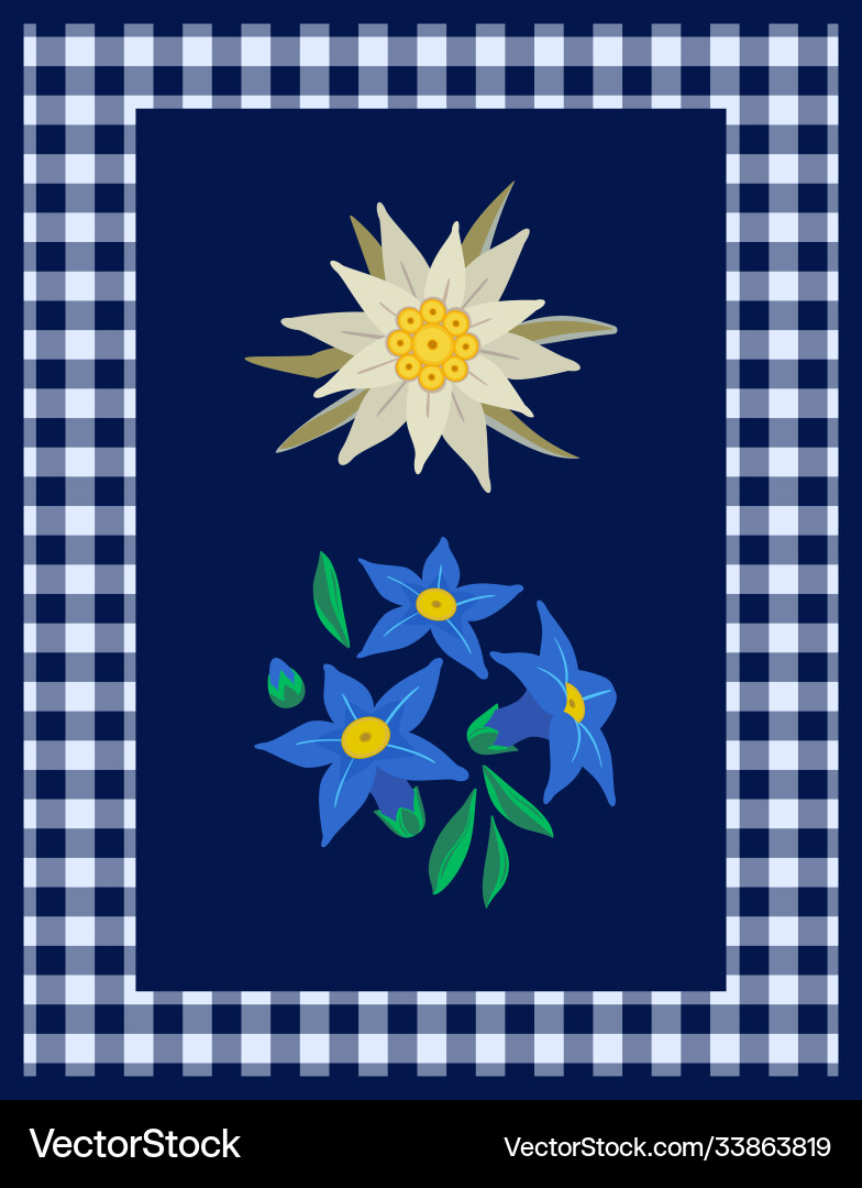 Alpine flowers decorative design element Vector Image