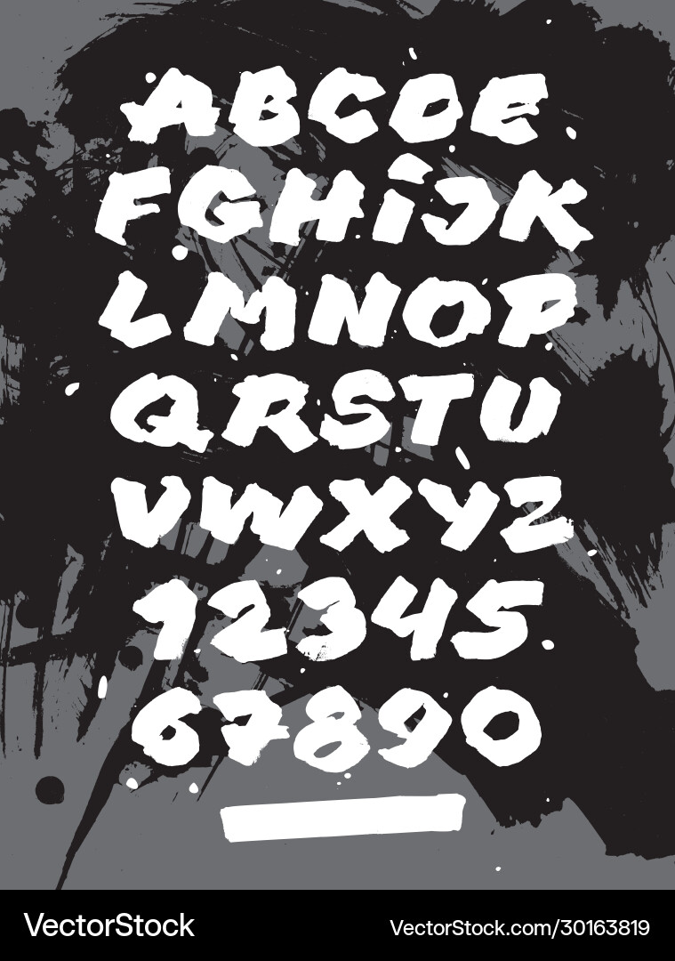 Brush calligraphy hand lettering font on abstract Vector Image
