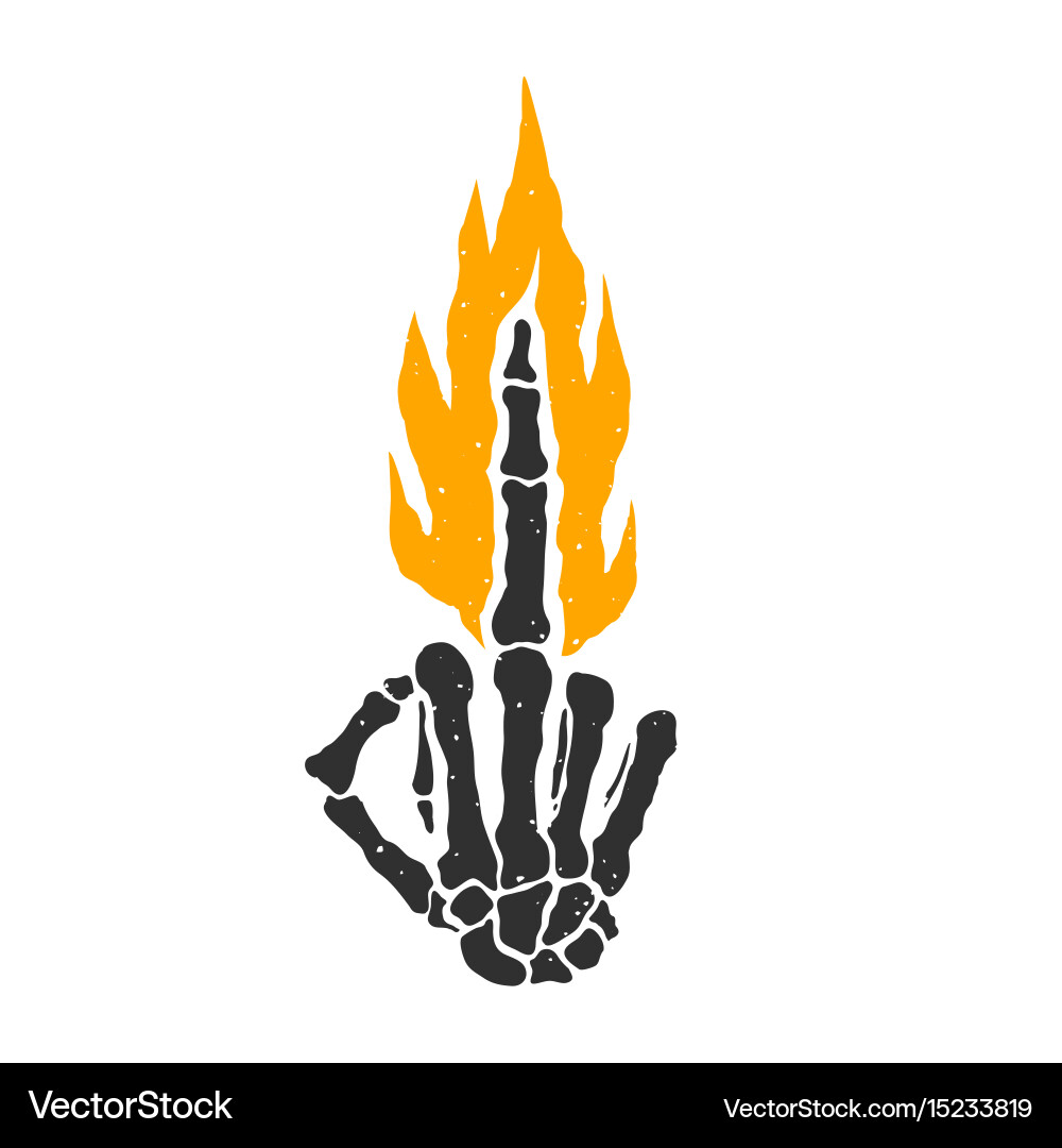 Burning Finger Skeleton Hand Royalty Free Vector Image