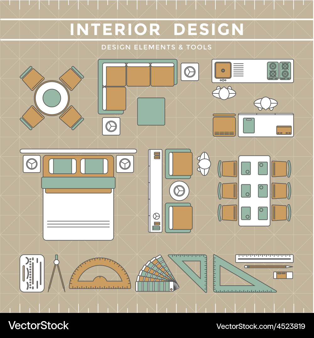 Interior Design Tools & Equipment Royalty Free Vector