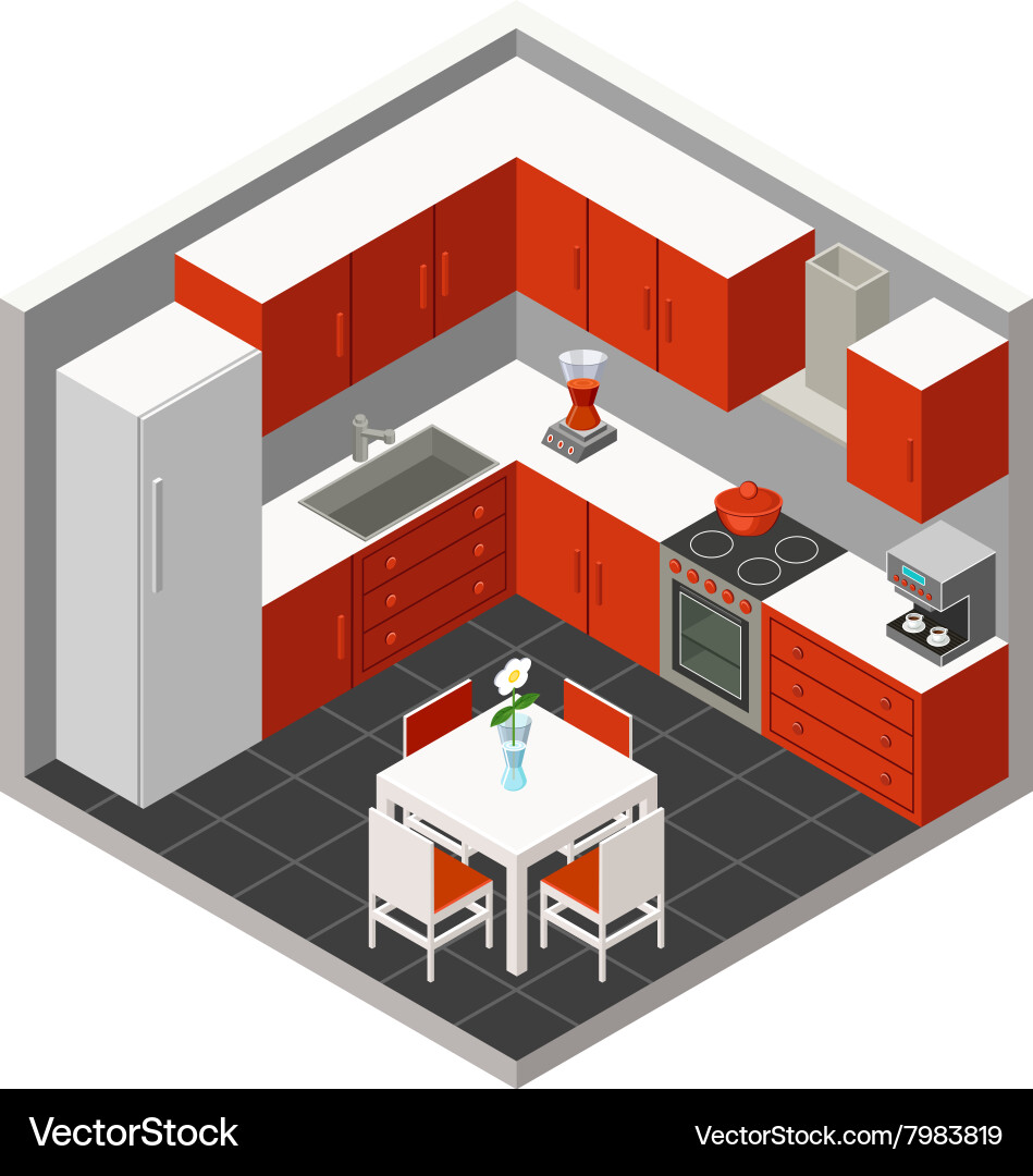 Isometric kitchen Royalty Free Vector Image - VectorStock