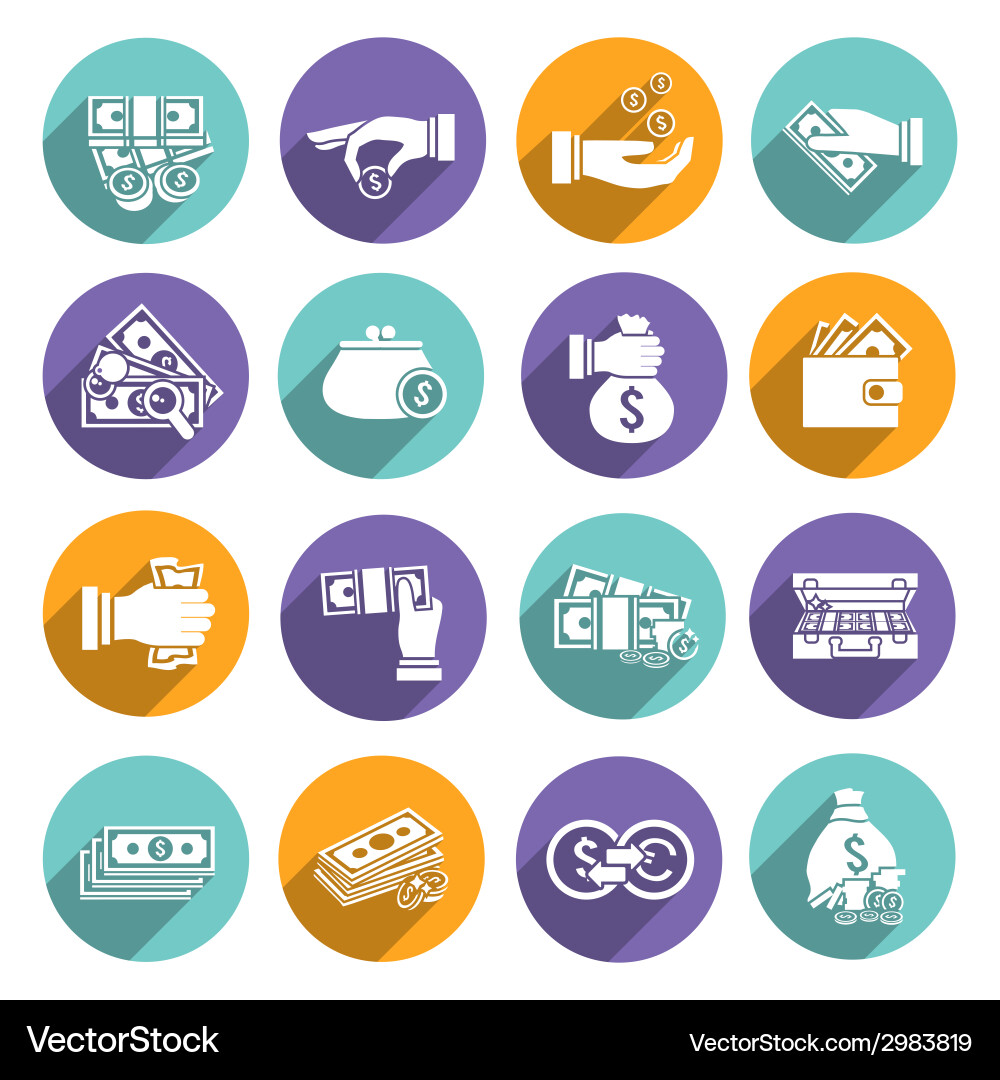 Money icons set Royalty Free Vector Image - VectorStock