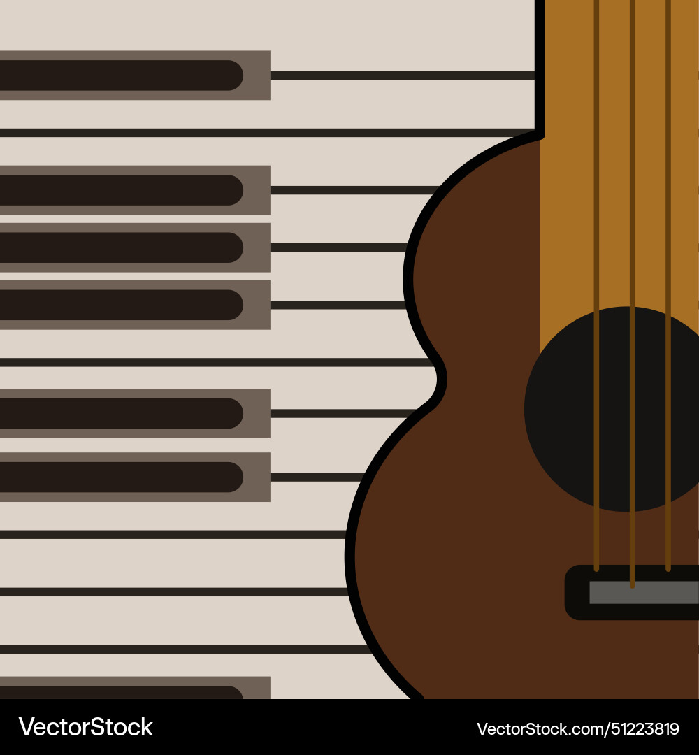 Musical instrument guitar piano duet Royalty Free Vector