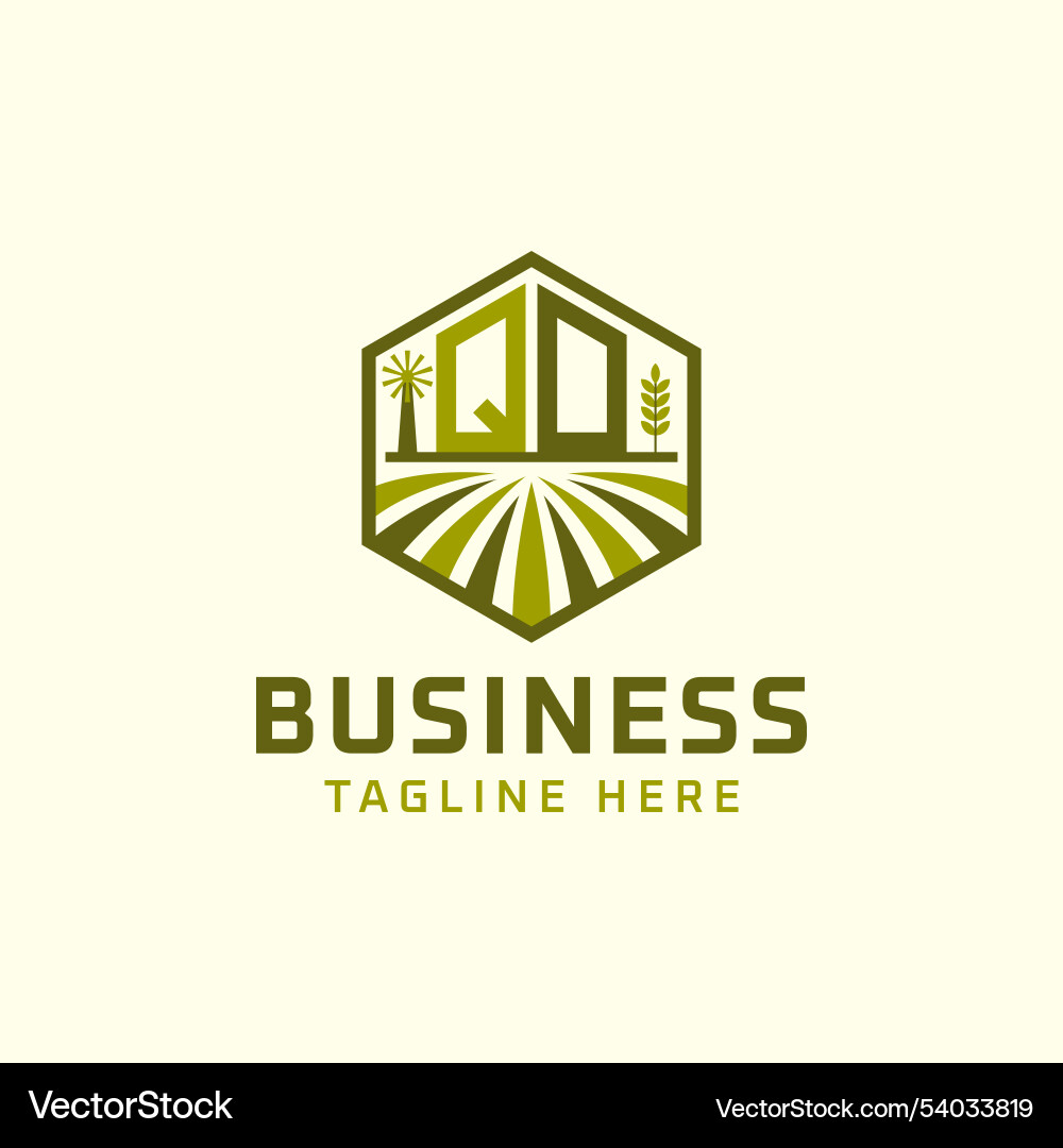 Qd farm logo design modern agro Royalty Free Vector Image