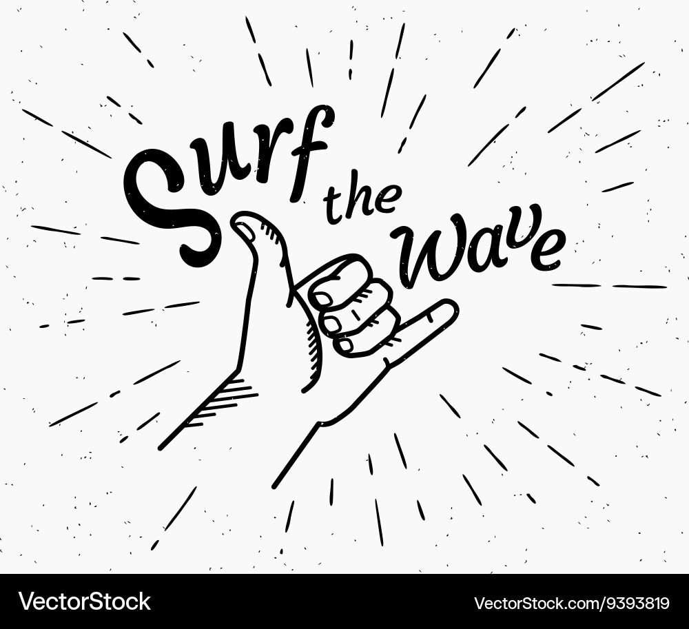 Retro Shaka Wave Symbol Royalty Free Vector Image