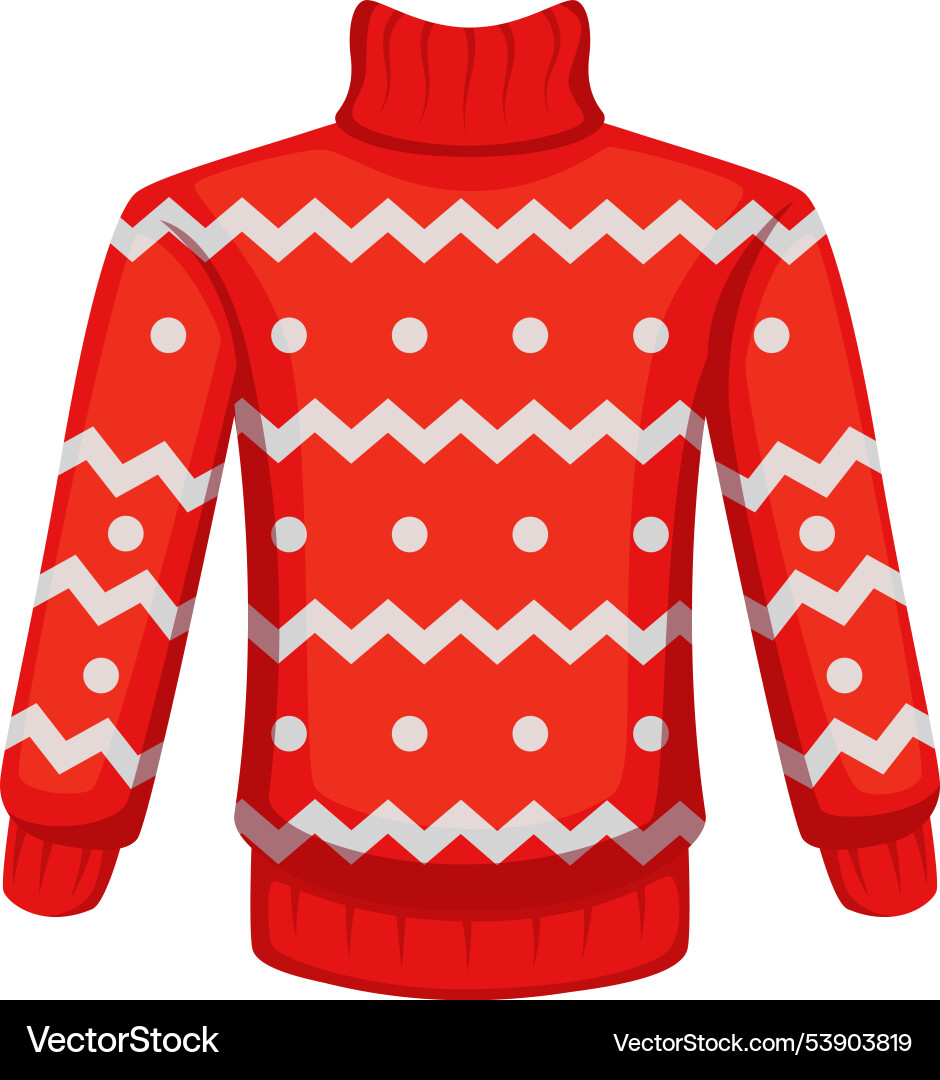 Warm sweater red winter pullover cartoon icon Vector Image