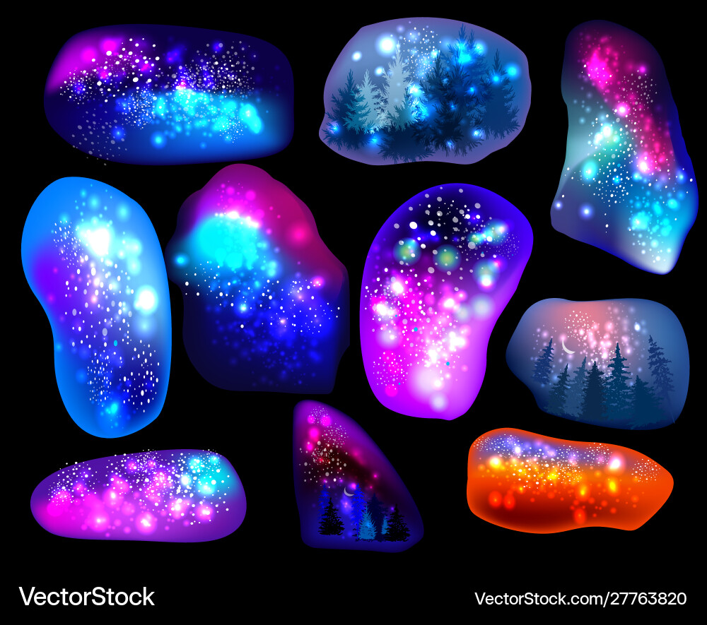 Abstract shapes with space galaxy and stars Vector Image