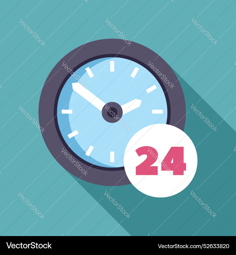 Clock showing twenty four hours open around Vector Image