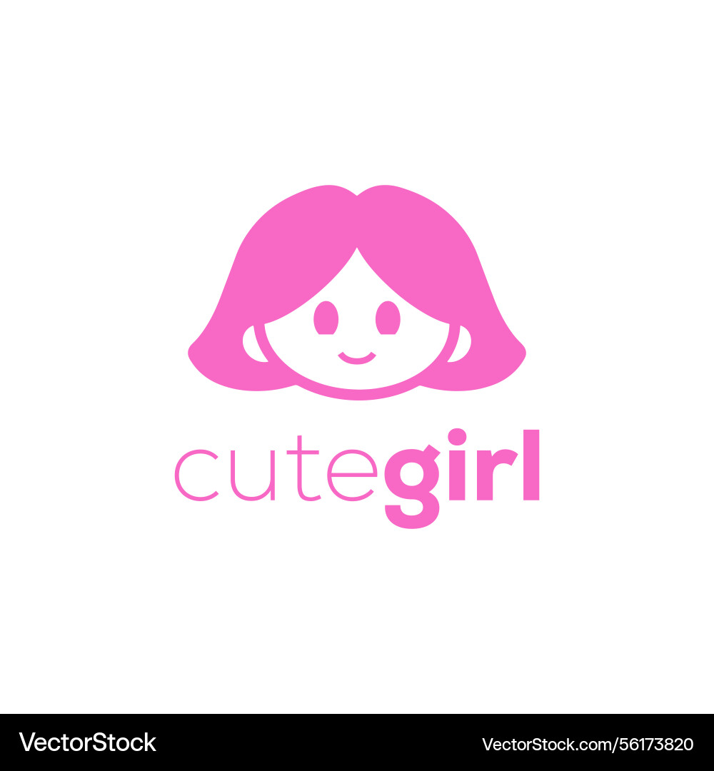 Cute girl logo Royalty Free Vector Image - VectorStock