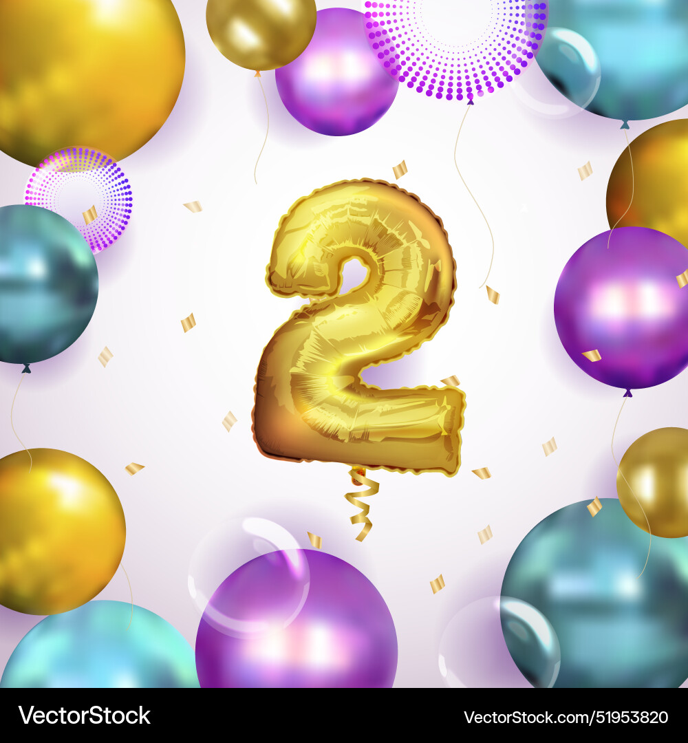 Elegant greeting celebration two year birthday Vector Image
