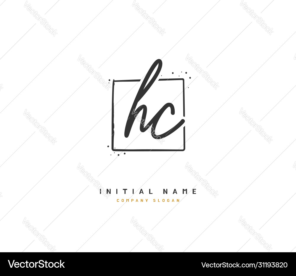 H c hc beauty initial logo handwriting – Royalty-Free Vector | VectorStock