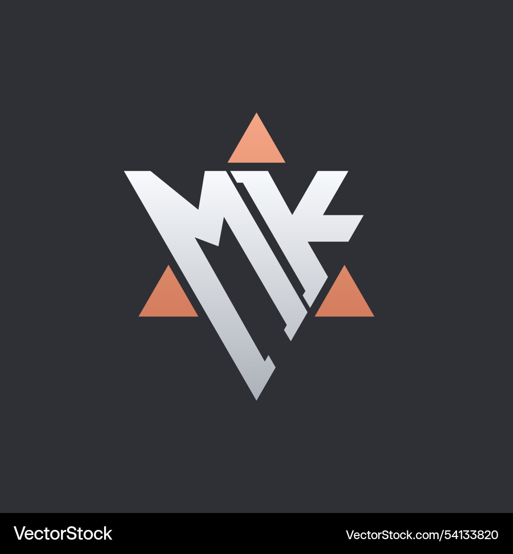 Modern mk letter logo design with geometric Vector Image