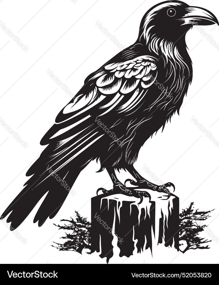 Ravens perch skull logo gothic raven icon Vector Image