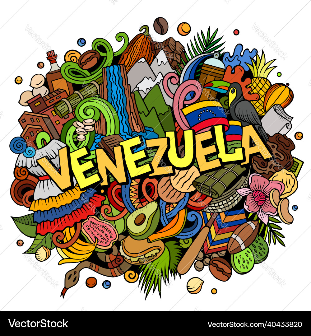 Venezuela hand drawn cartoon doodle Royalty Free Vector