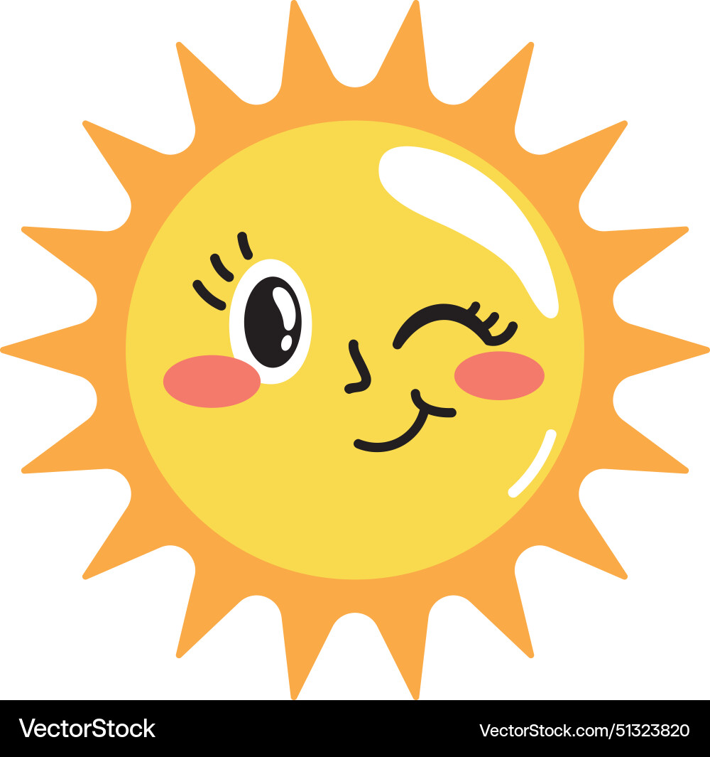 Yellow day cute sun Royalty Free Vector Image - VectorStock