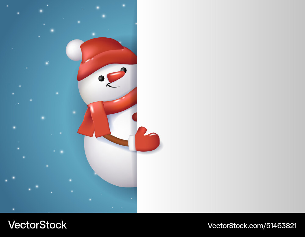 A snowman behind black and white poster copy Vector Image