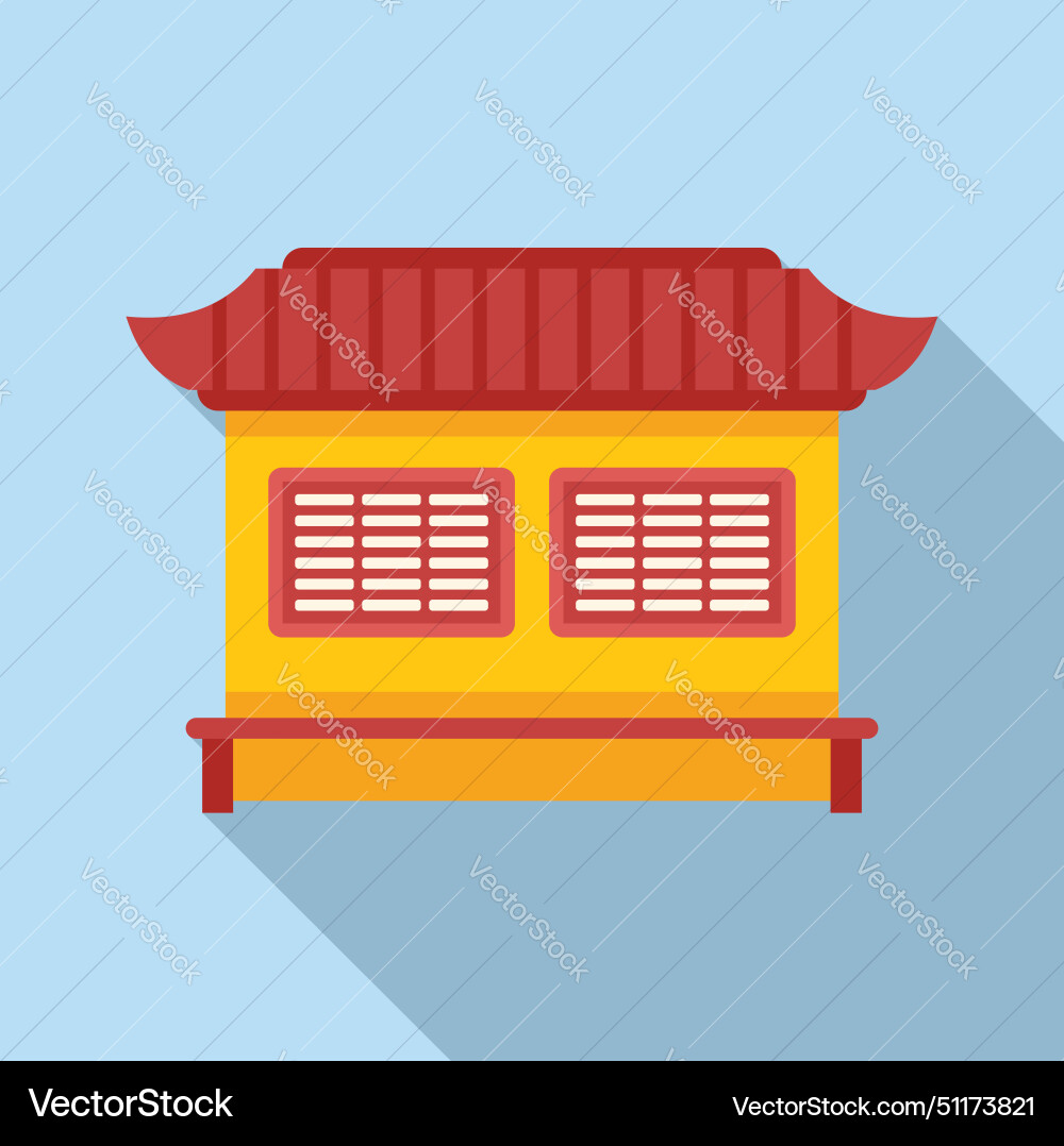 Asian meditation house icon flat Royalty Free Vector Image