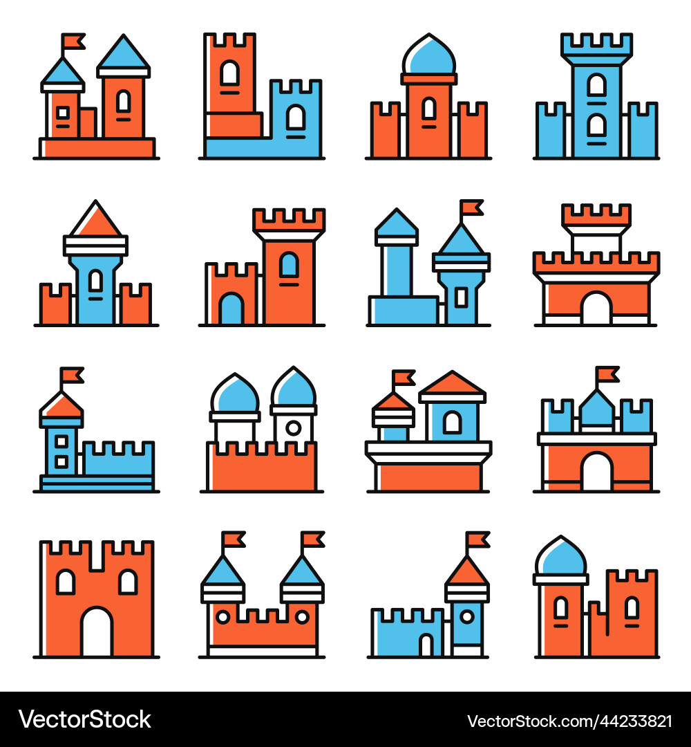 Castle icon set on white background Royalty Free Vector