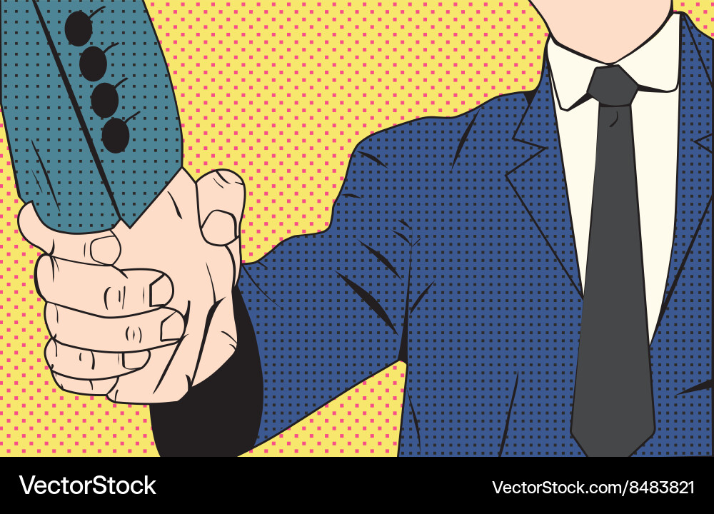 Handshake businessman retro style pop art Vector Image