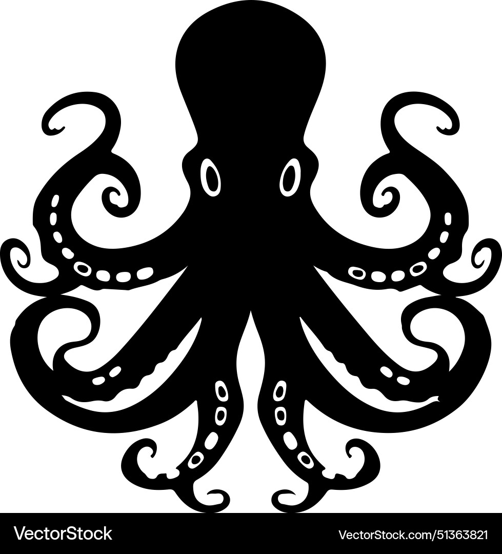 Octopus silhouette white background Royalty Free Vector