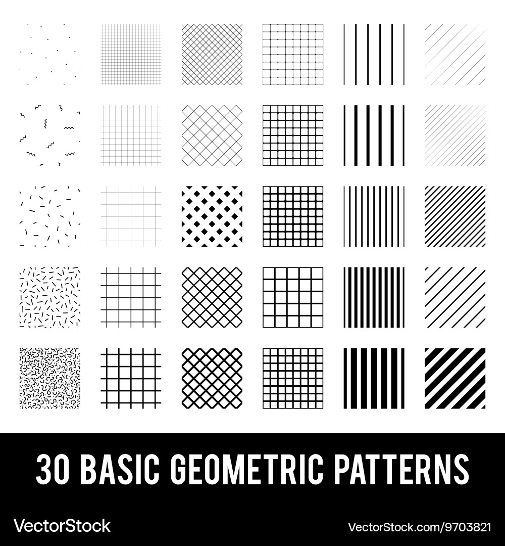 Set of basic geometric patterns memphis style Vector Image