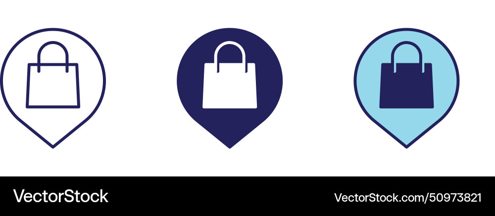 Shopping mall pin icon - navigation set Royalty Free Vector