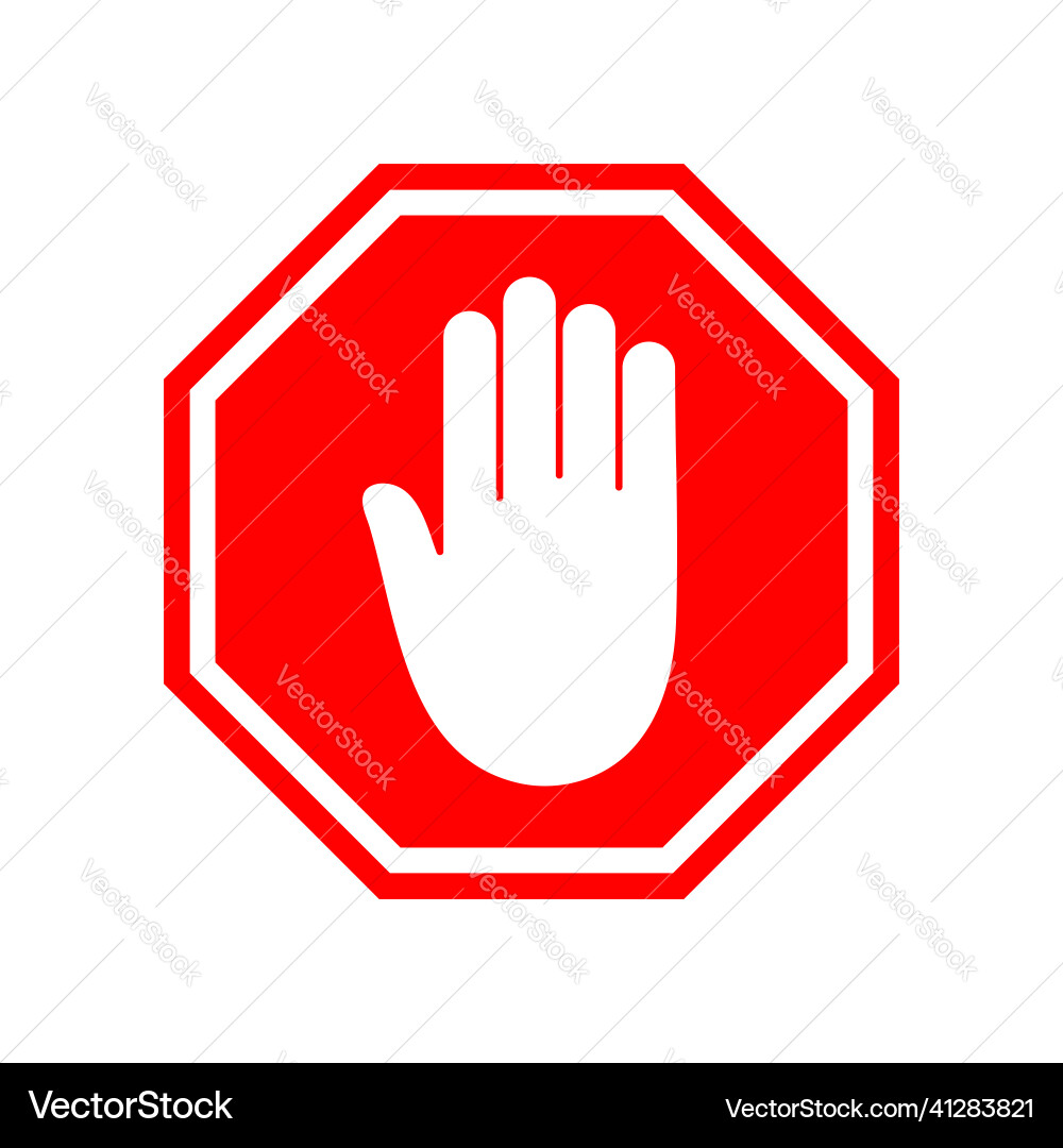 Stop hand sign icon of ban forbidden Royalty Free Vector
