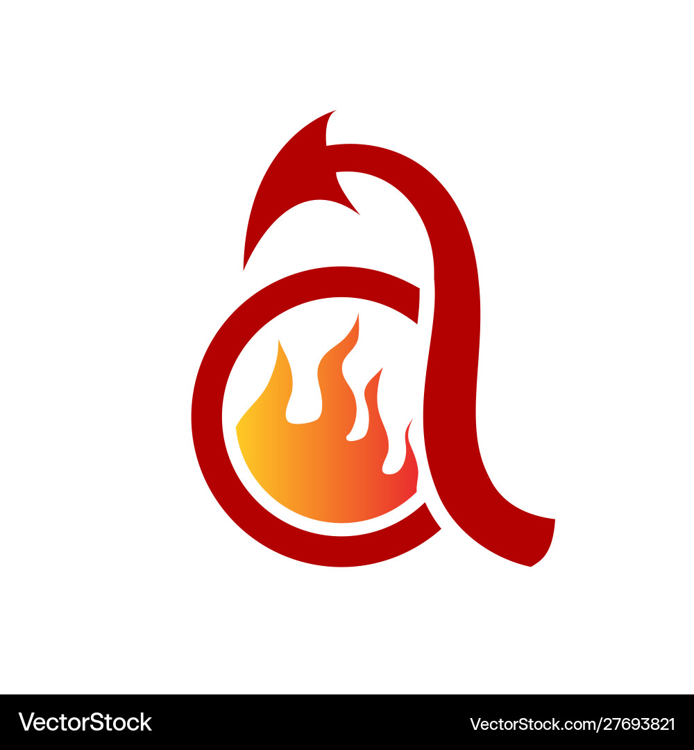 Symbol devil in letter a with flame Royalty Free Vector