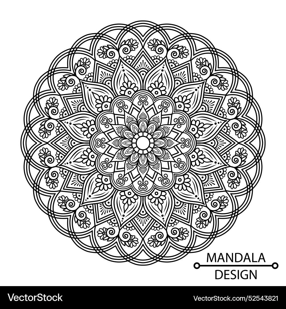 Unique mandala design colouring book page Vector Image