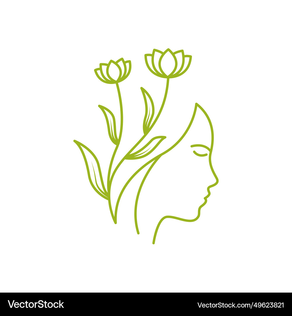 Women head flower logo design image Royalty Free Vector
