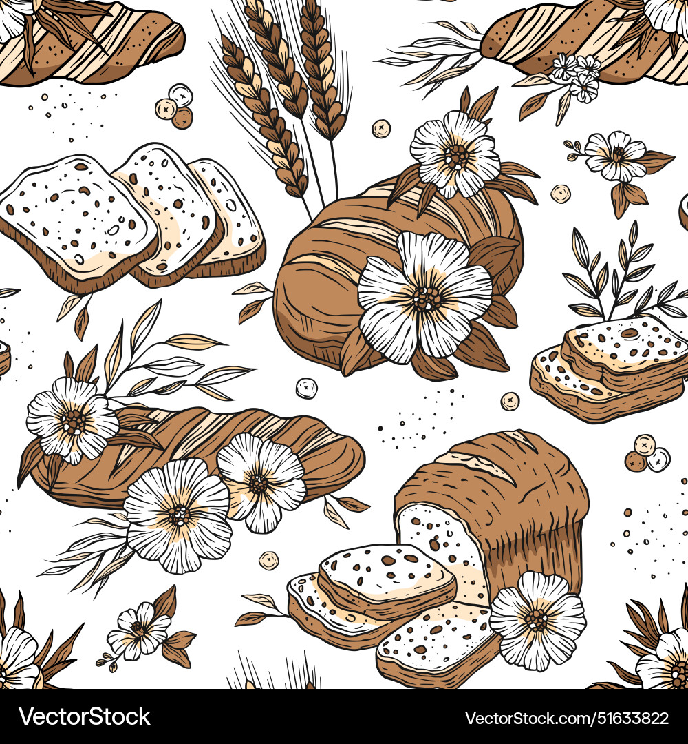 Bakery vintage seamless pattern retro cooking food